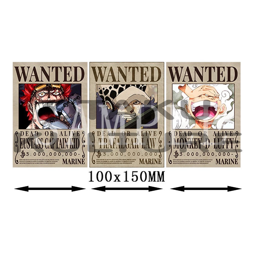 WANTED LUFFY/TRAFALGAR/KID 3D MOTION STICKER – Otaku Kulture | All ...